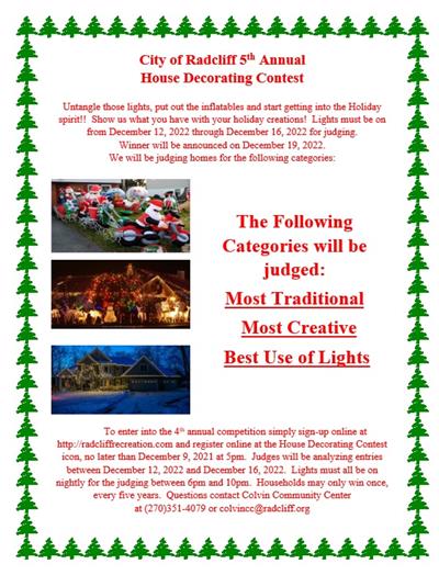 City of Radcliff Parks and Recreation: 5th Annual House Decorating Contest